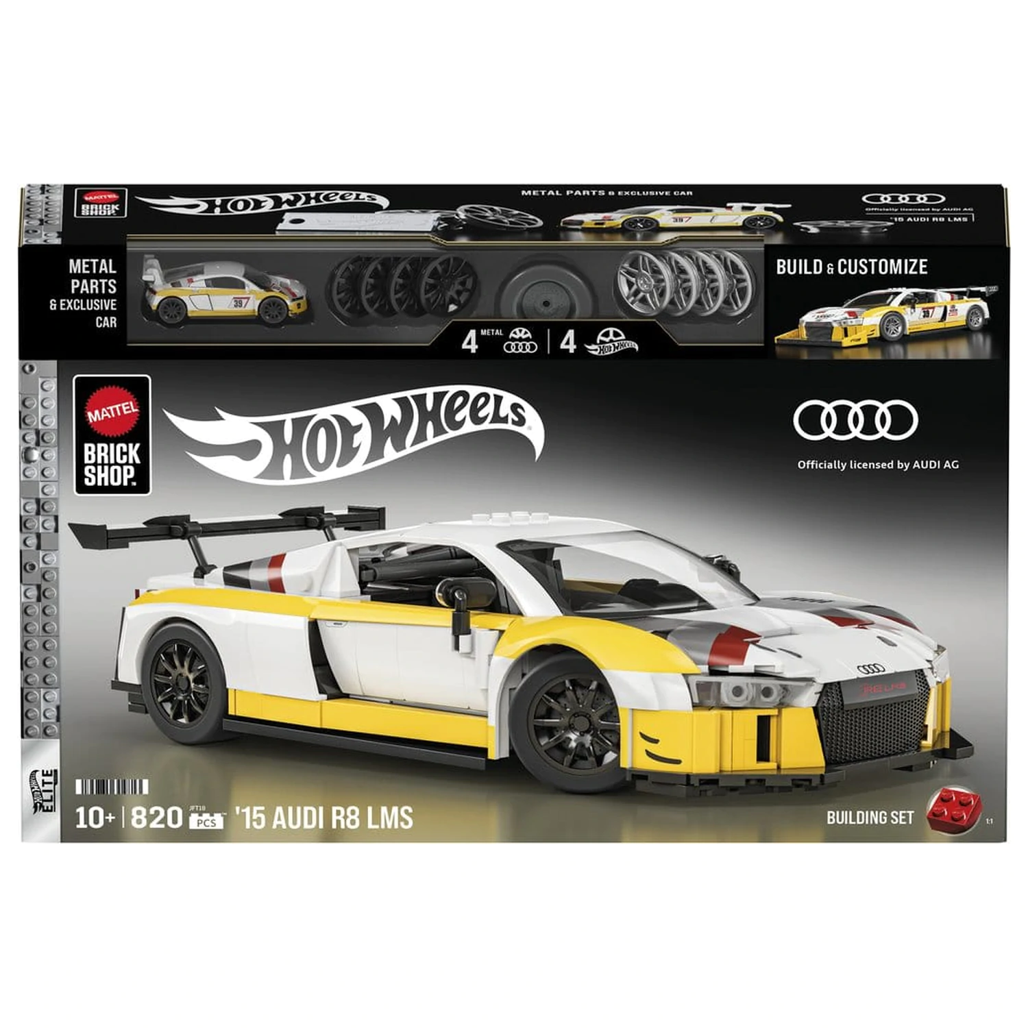 Hot Wheels Elite Mattel Brick Shop 1/16 '15 Audi R8 LMS építőkészlet ...